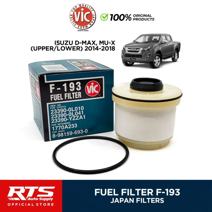 FWTLS VIC Fuel Filter F-193 for Isuzu D-max (Dmax) / Mu-x (Mux) Upper-Lower 2014-2018 1Pc ...