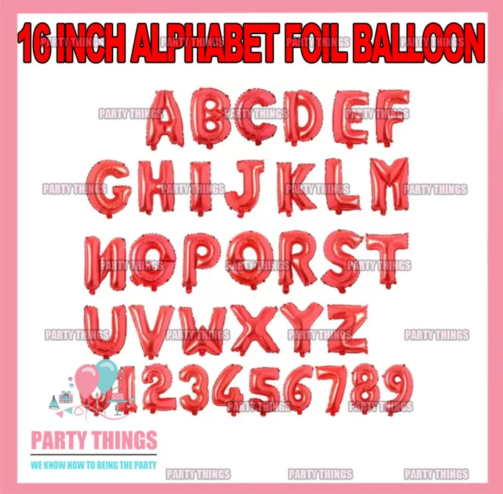 Party Things red alphabet letter foil balloons 16 inches red balloons ...