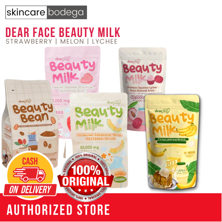 DEAR FACE BEAUTY MILK BANANA PROBIOTIC BEAUTY BEAN MELON LYCHEE ICHIGO ...