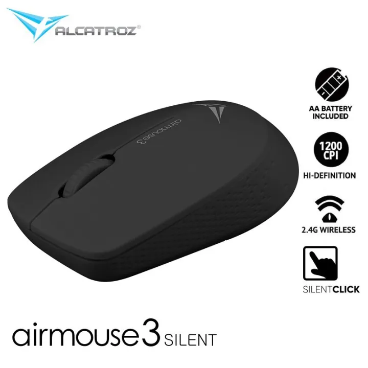 Alcatroz AirMouse 3 (Black) Silent And Portable USB 2.4G Wireless Mouse ...