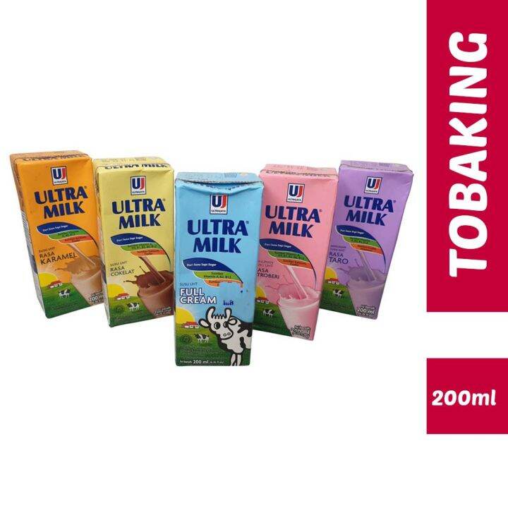 Susu UHT Ultra Milk 200ml Cokelat Stroberi Full Cream Karamel Taro ...