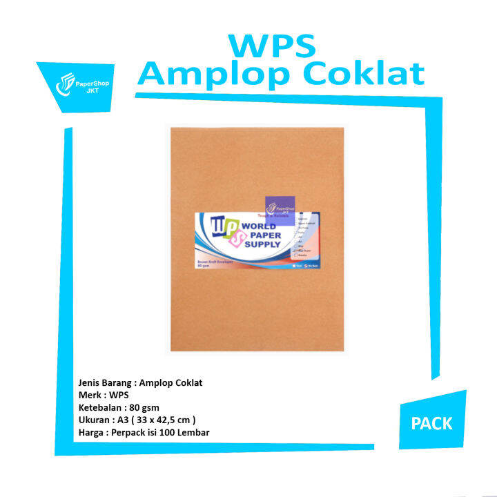 Amplop Coklat Ukuran A3 WPS ( 33 x 42,5 cm ) | Lazada Indonesia