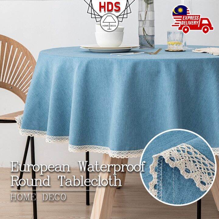 HDS European Style Waterproof Round Tablecloth 🥂 Plain Elegant Coffee ...