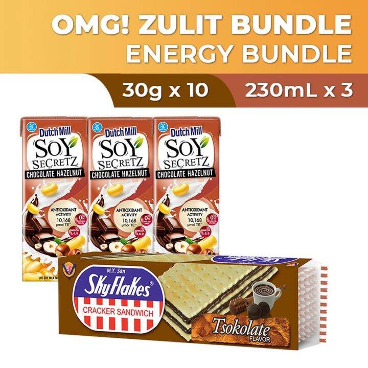 OMG! Zulit Bundle: Dutch Mill Soy Choco Hazelnut 230mL x 3+ Skyflakes ...