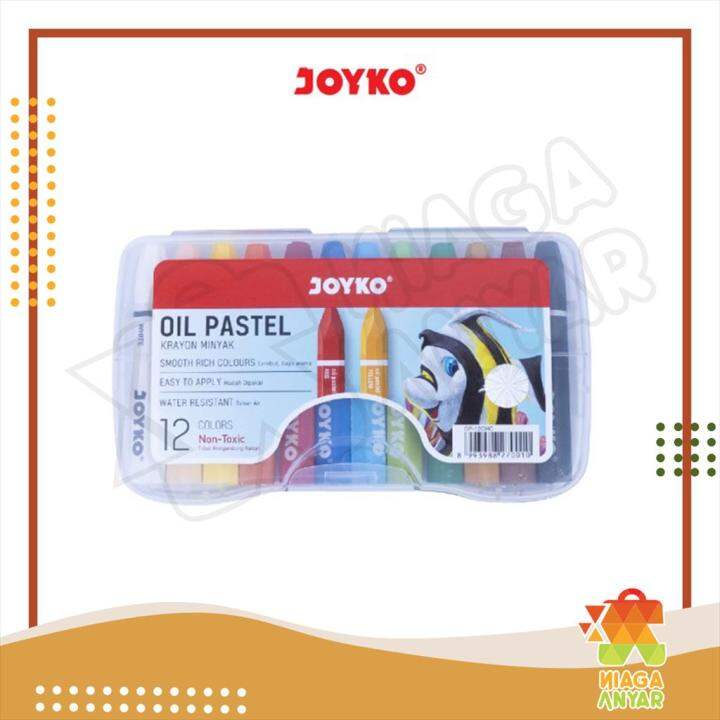 NA JOYKO Crayon Krayon Minyak Oil Pastel 12 warna / Krayon Joyko isi 12 ...