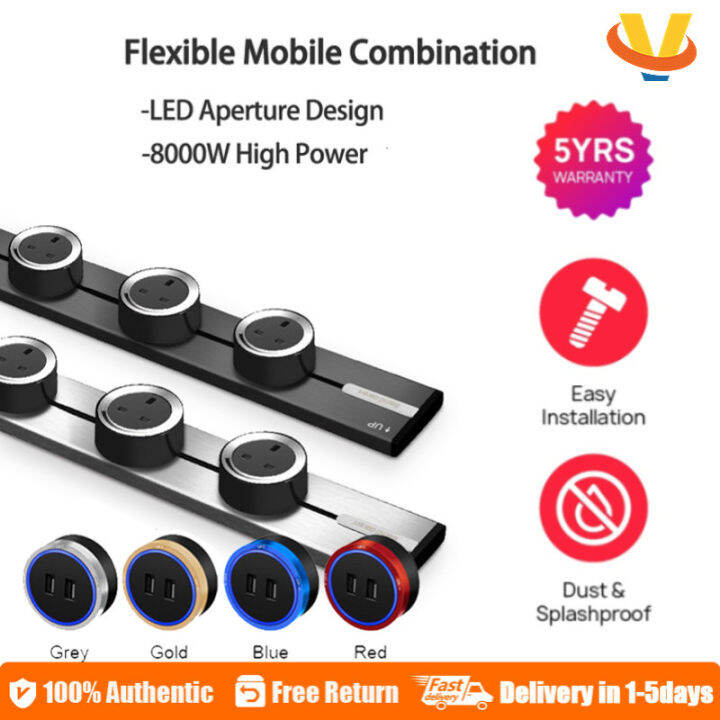 Ready Stock/COD】Movable Power Track Socket 60CM Electric Extension ...