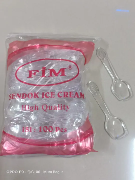 sendok pudding/sendok ice cream bening merek UNIVERSAL/FIM isi 100 pcs ...