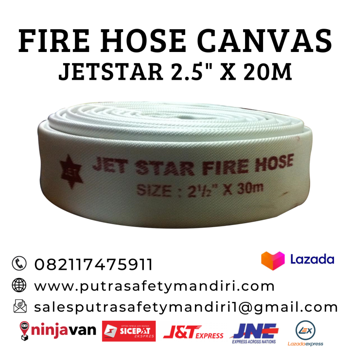 FIRE HOSE CANVAS JETSTAR 2.5" X 20 METER COUPLING MACHINO 10 BAR SELANG DAMKAR ASAL CHINA MURAH ...