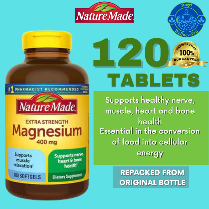 Nature Made Extra Strength Magnesium 400 mg- 120 Tablets- AUTHENTIC ...