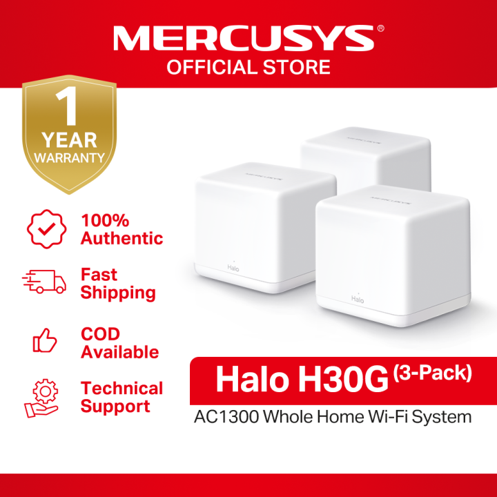 Mercusys Halo H30G AC1300 WiFi 5 Whole Home Mesh Seamless Roaming WAN ...