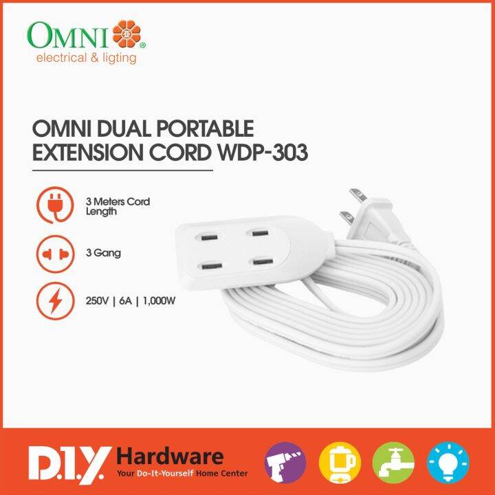 Omni Dual Portable Extension Cord Set 3 Meter Wire Wdp 303 Lazada Ph