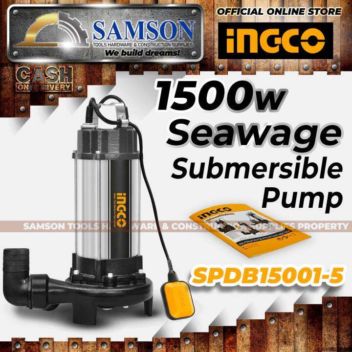 INGCO Industrial 1500W 2HP Sewage Submersible Pump (SPDB15001-5 ...