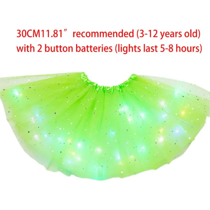 Women Girls Kids Neon LED Tutu Skirt Party Stage Dance Wear Pleated ...