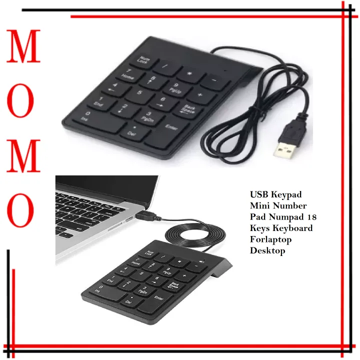USB Keypad Mini Number Pad Numpad 18 Keys Keyboard Forlaptop Desktop ...