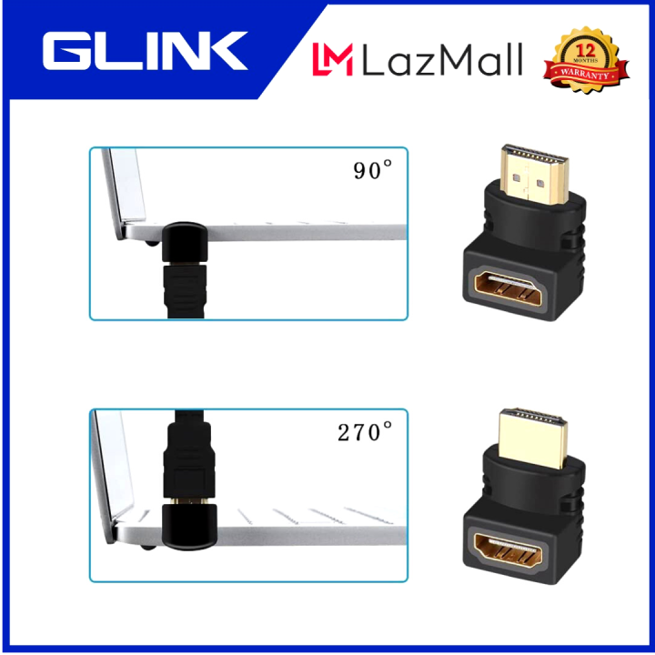 GLINK-90 DEGREE HDMI MALE TO HDMI ADAPTER / GLINK-270 DEGREE HDMI MALE TO HDMI FEMALE | Lazada