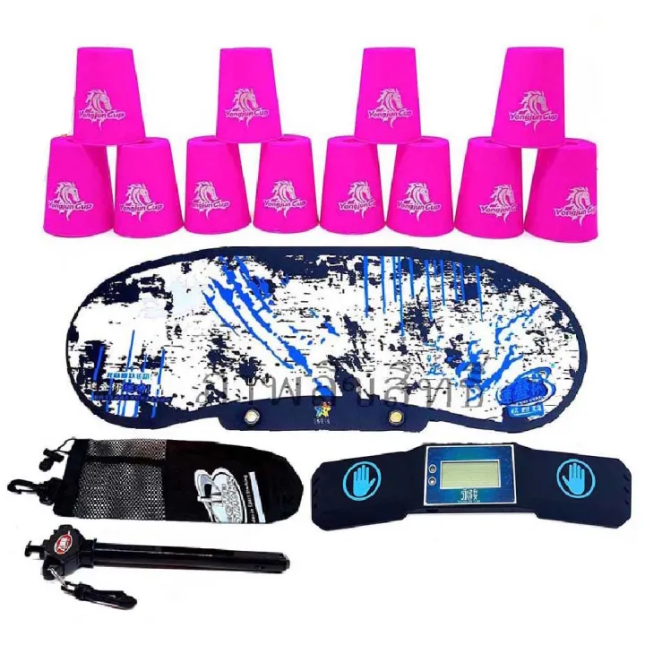 SpeedStack bundle set แก้วสแต็ค ครบชุด YJ พร้อม ที่จับเวลา ผ้ารอง แก้วสแต็ค 12ใบพร้อมที่หิ้ว ...