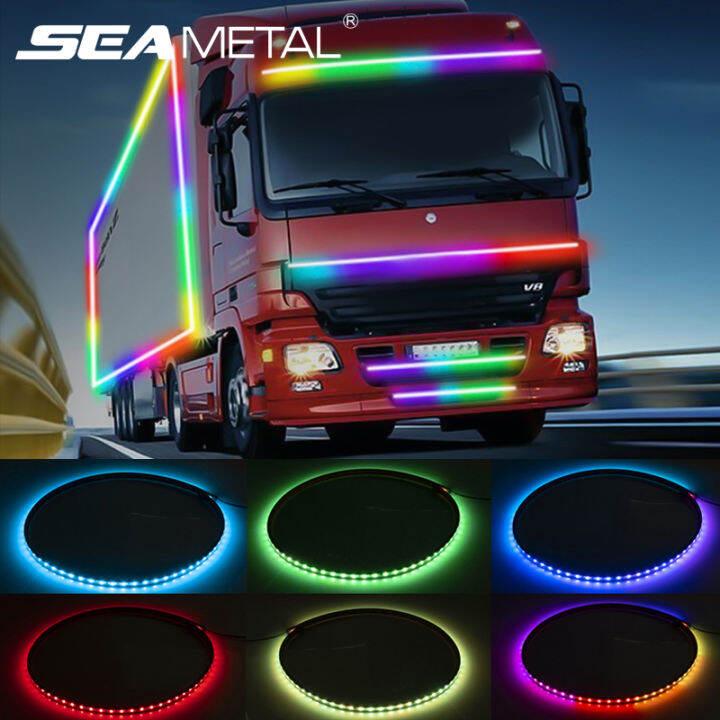 24V Truck LED Strobe Streamer Strip Lights RGB Colorful Decorative ...