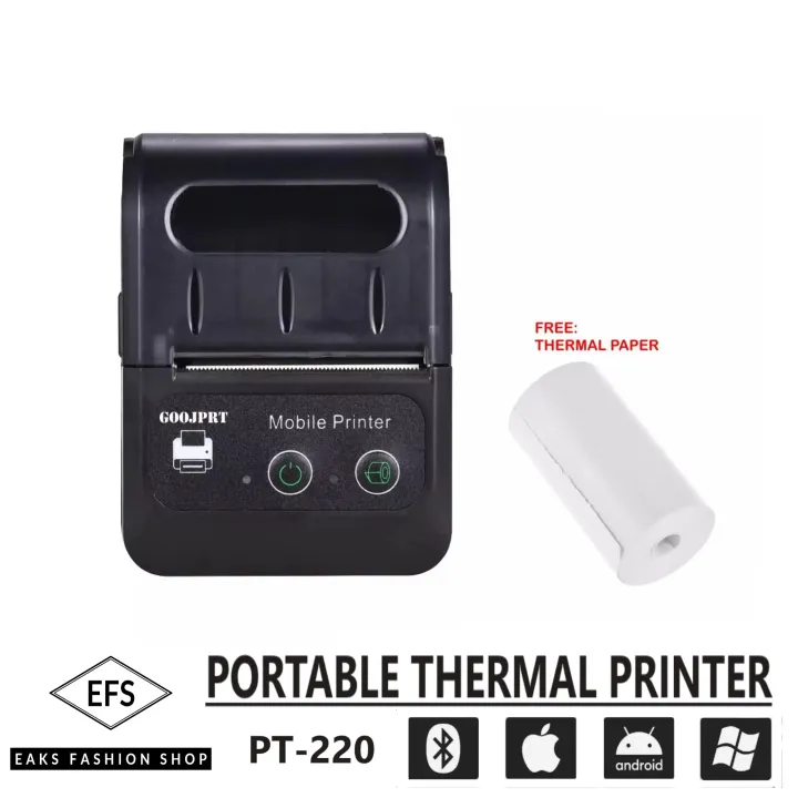 PT-220 Portable Thermal Printer Bluetooth Handheld 58mm Receipt Printer ...