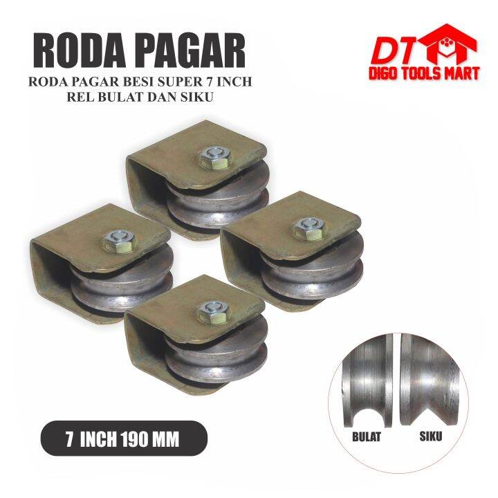 Roda Pagar As Besi Super Tebal 7 Inci Rel Bulat Dan Rel Siku 1pcs ...