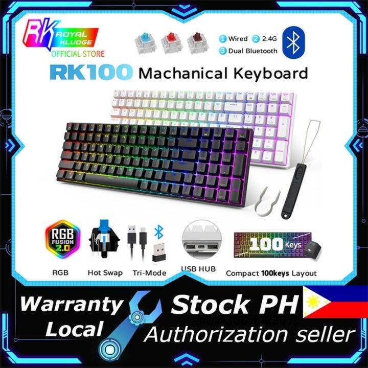Kludge Mechanical Keyboard RK100 100-key Wired/Bluetooth/2.4G RGB ...