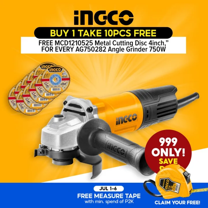 Ingco AG750162 4 Electric Angle Grinder 750W M10 SUPER SELECT FREE ...