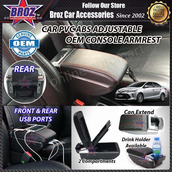 Vios 2014-2018 PVC ABS Adjustable Armrest Console Box USB | Lazada