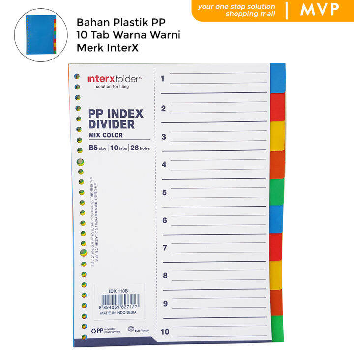 Pembatas Binder B5 26 Ring 10 Pembatas Divider InterX Rainbow Warna Warni B5 26 Ring 10 Tab ...