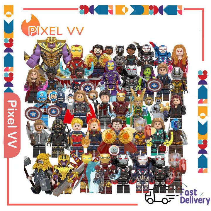 มหัศจรรย์เวนเจอร์ส Minifigures ซูเปอร์ฮีโร่หน่วยการสร้างการ์ตูน I RON ...