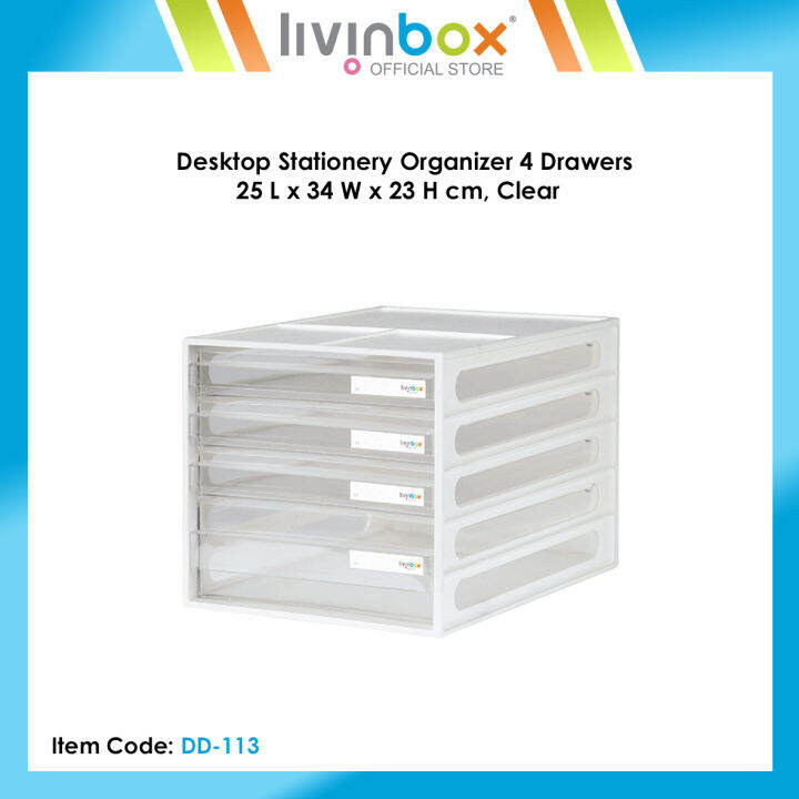 Livinbox Desktop Stationery Organizer 4 Drawers 25 L X 34 W X 23 H Cm