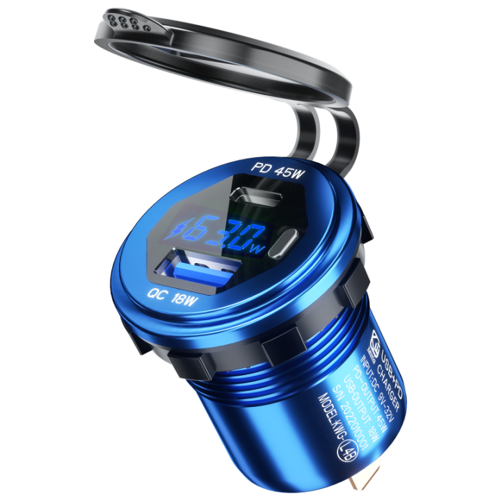 USB CType C PD + 18W จอแสดง QC3.0แรงชาร์จแบตรถกับเร็ว USB 45W สำหรับ SUV รถจักรยานยนต์รถบรรทุก ...