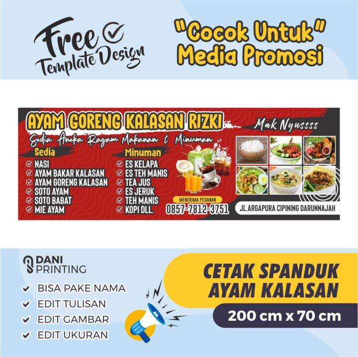 Banner Spanduk AYAM KALASAN 200X70 cm BISA DI EDIT | Lazada Indonesia