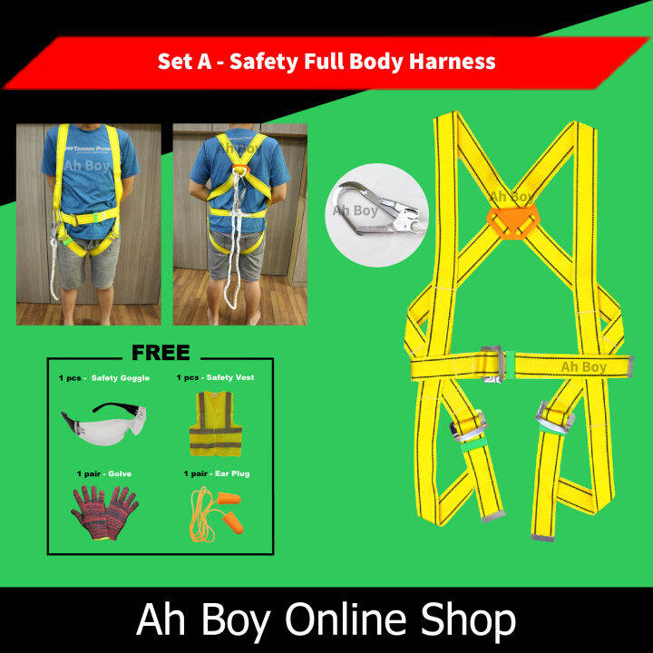 Yellow Safety Worker Full Body Harness with Big Hook & Lanyard / Worker ...