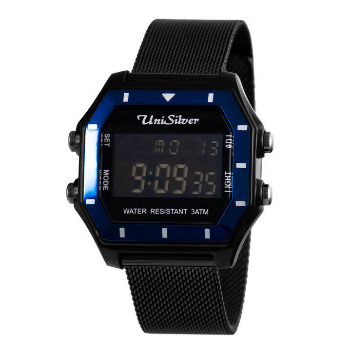UniSilver TIME Men's Digital Blue Stainless mesh watch KW4743-1002 ...
