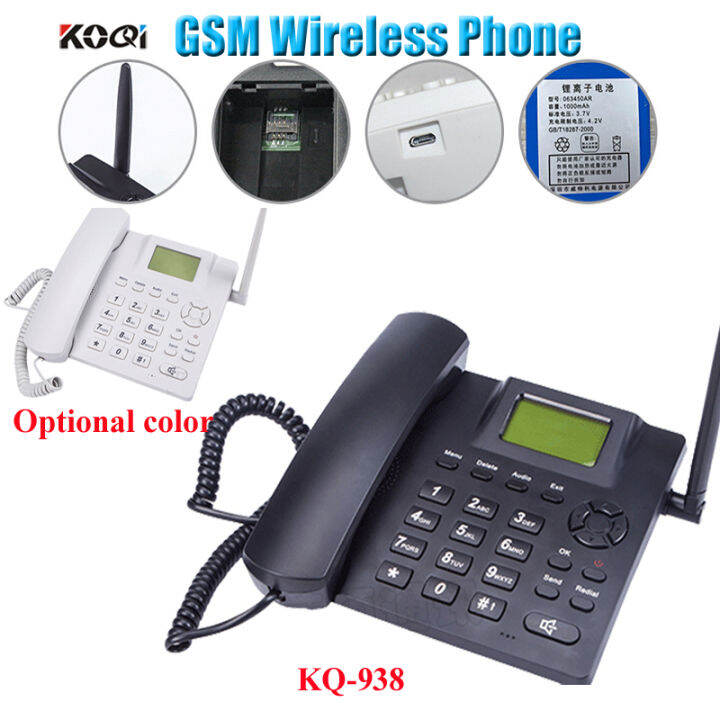 Black Fixed Wireless GSM Desk Phone Quadband SIM Card SMS Function ...