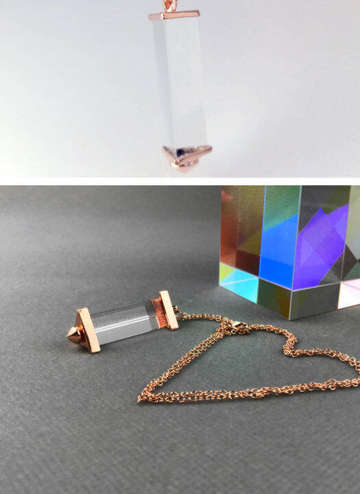สร้อยคอ Necklace Prism ปริซึม ใสระดับ K9 ถ่ายภาพ Triple Triangular ...