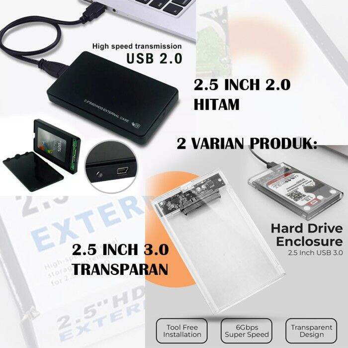 Casing Harddisk 2.5 HDD SATA Ke USB 2.0 Untuk Penyimpanan Eksternal ...