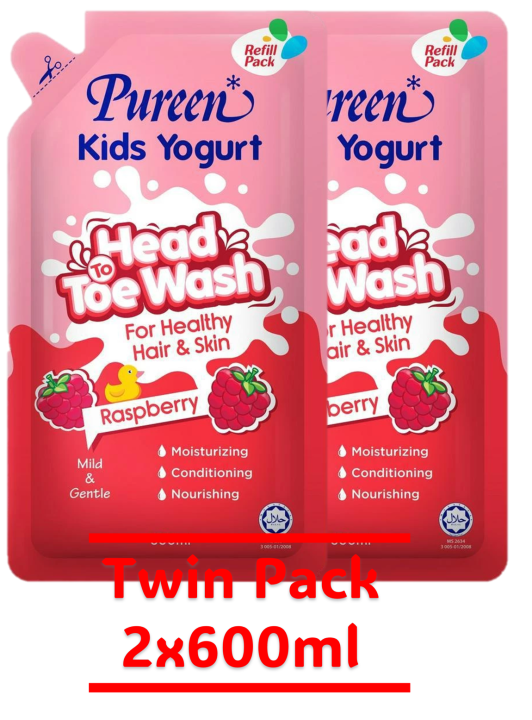 Pureen Kids Yogurt Head To Toe Rapsberry 600ml x 2 (Twin Pack) | Lazada