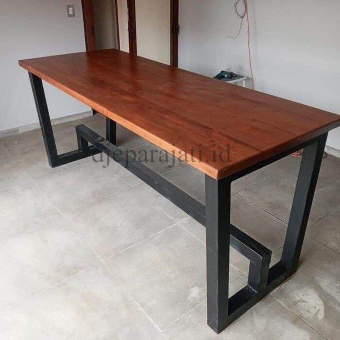 meja bar cafe minimalis top kayu jati kombinasi rangka besi terbaik ...