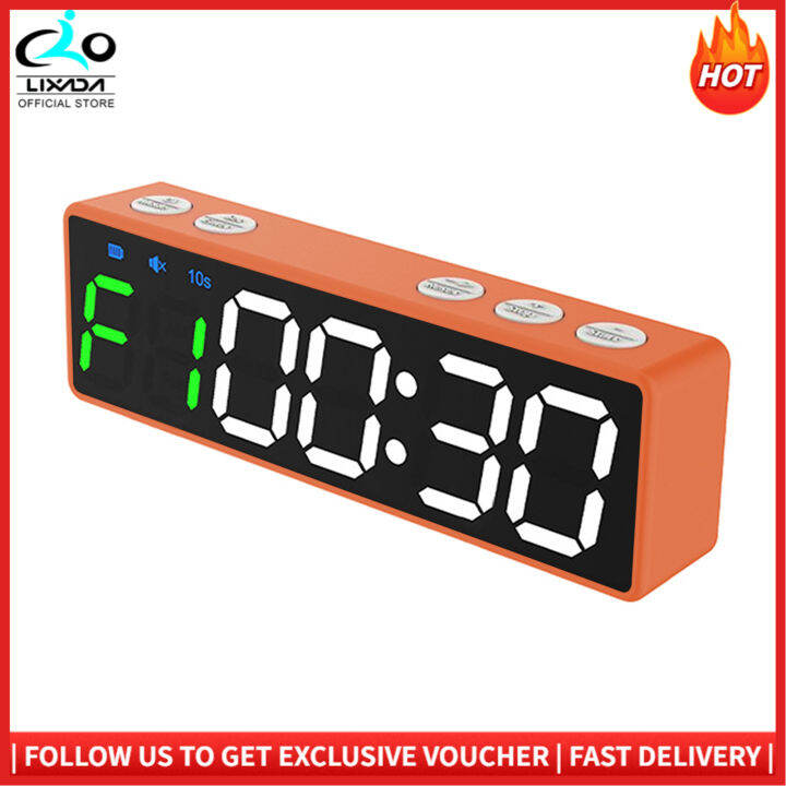 LIXADA Mini Gym Timer Rechargeable Stopwatch Portable Countdown/up ...