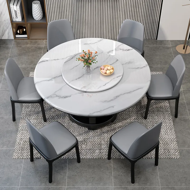 Nordic Marble Round Dining Table and Chair Combination Modern Simple ...