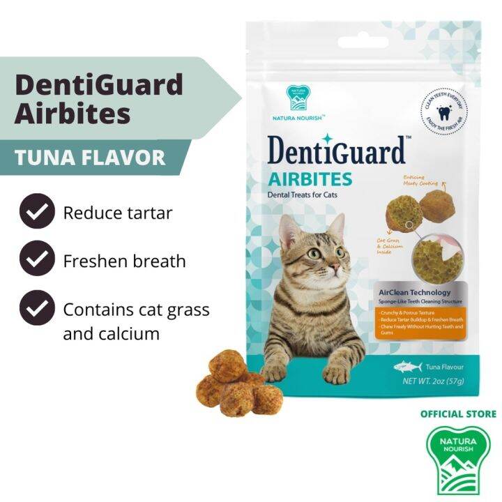 DentiGuard Airbites Dental Cat Treats with Cat Grass Tuna Flavor by ...