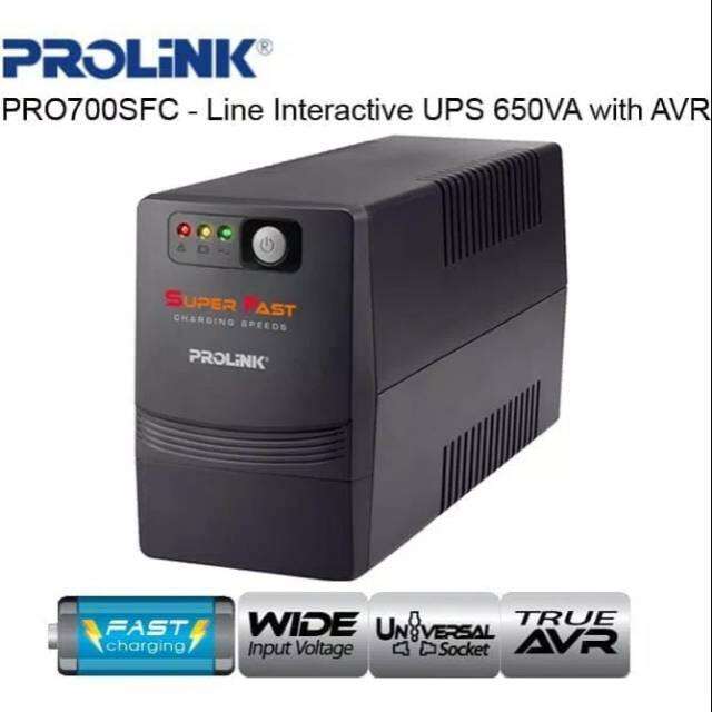 Prolink PRO700SFC Super Fast Charging Line Interactive UPS 650VA - Hitam | Lazada Indonesia