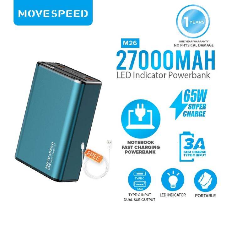 Move Speed M26 27000mAh Powerbank 65W Laptop Original Fast Charger for ...