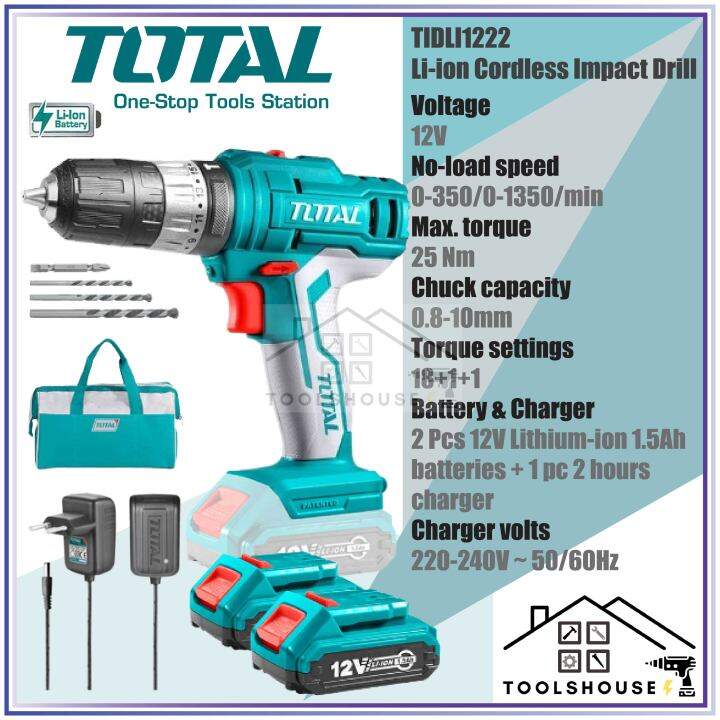 Total TIDLI1222 Li-ion Cordless Impact Drill 无綫锂离子冲击钻 12V | Lazada