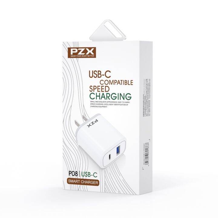 หัวชาร์จเร็ว USB-C PZX P08 SMART CHARGER 2 พอร์ต อแดปเตอร์ ทนทาน ชาร์จ ...