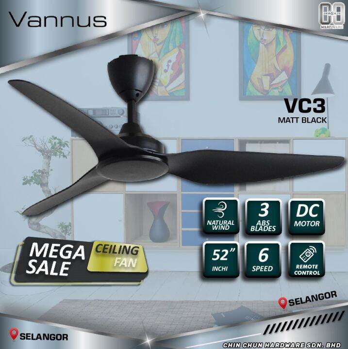 ALPHA VANNUS VC3 3B 52" | VANNUS VC3 | DC MOTOR CEILING FAN WITH 3 ...
