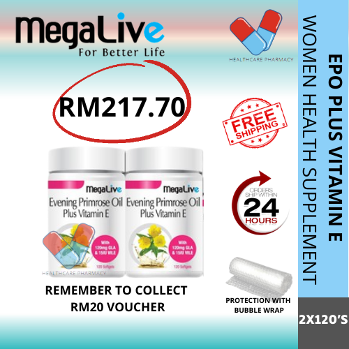 MEGALIVE EPO PLUS VITAMIN E ( 120'S / 2X120'S ) EVENING PRIMROSE OIL ...