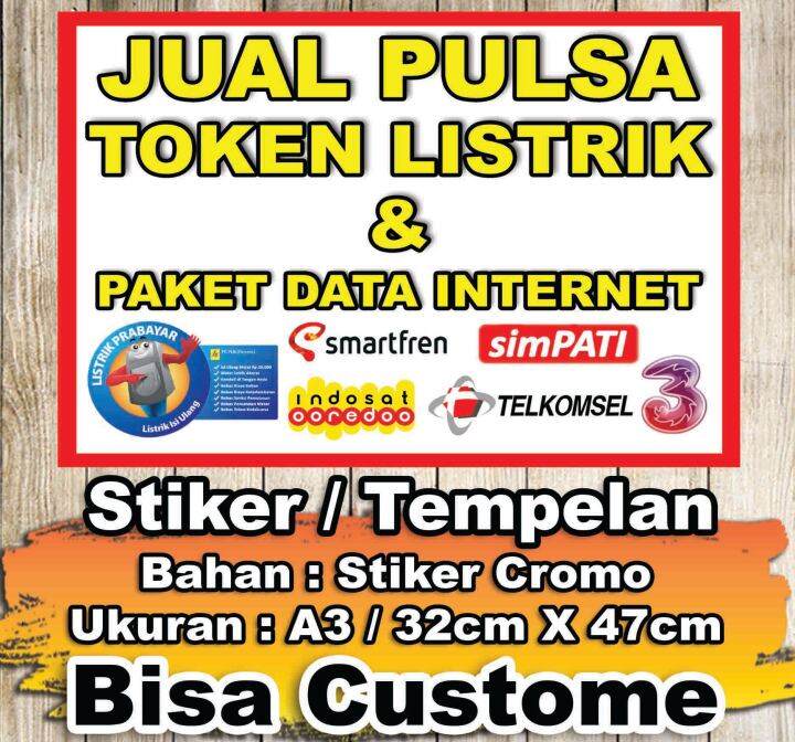 Stiker Jual Pulsa Custome bisa pakai nama toko ukuran A3+ ( 47cm x 32cm ...