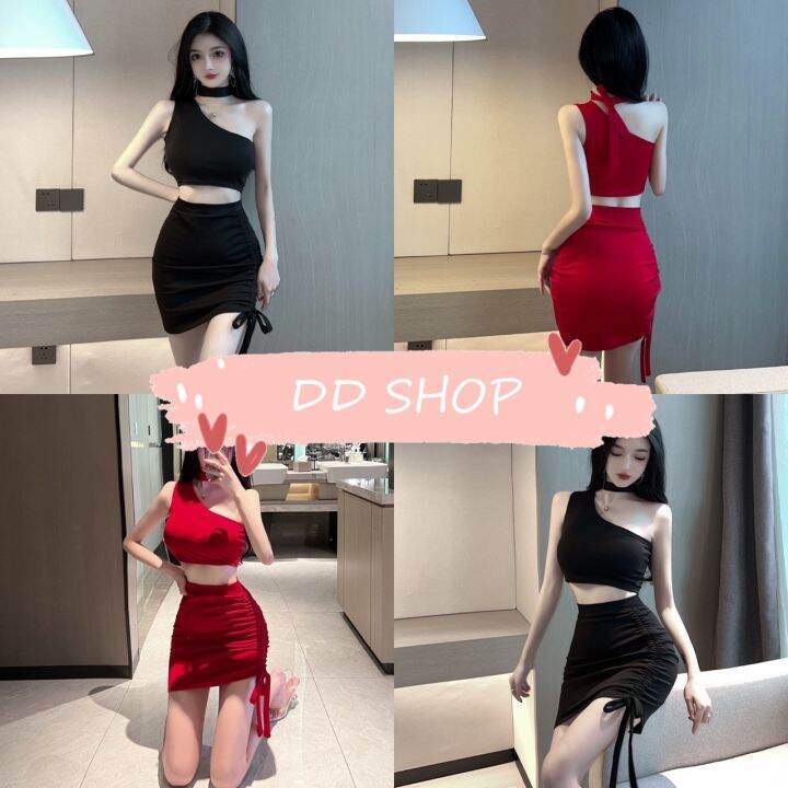 DD SHOP'พร้อมส่ง' 11113 ชุดเซ็ต เสื้อสายเดี่ยว+กระโปรงไหมพรม 2สีสุดเซ็กซี่ | Lazada.co.th