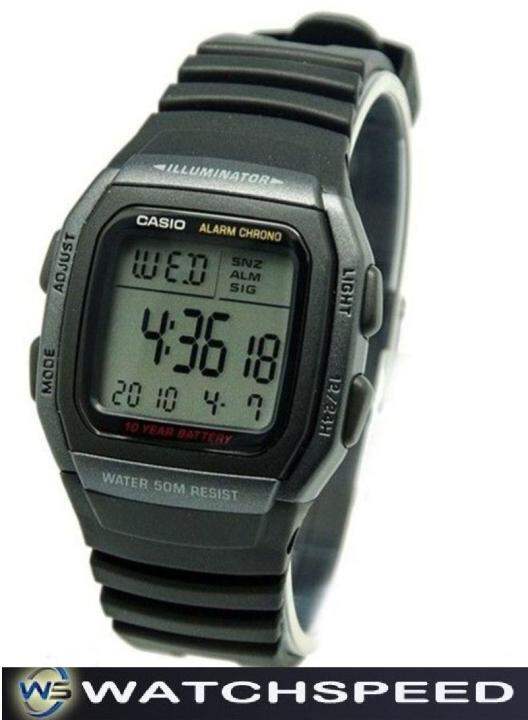 Casio W-96H-1B W96H-1B Men's Digital Retro Black Resin Dual Time Watch ...